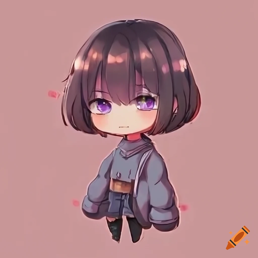 Charming chibi anime character in cozy casual attire with captivating ...