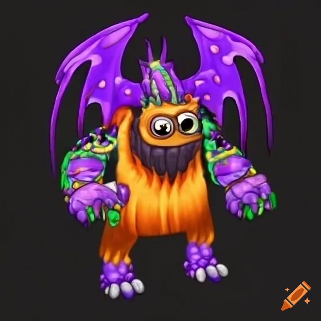 Monster with spikes, three arms, four eyes in my singing monsters style ...