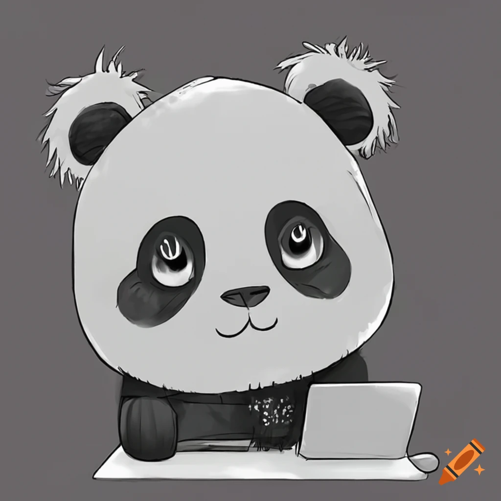 Adorable panda drawing anime-style at a desk on Craiyon