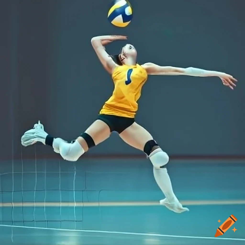 Volleyball setter giving a quick set on Craiyon