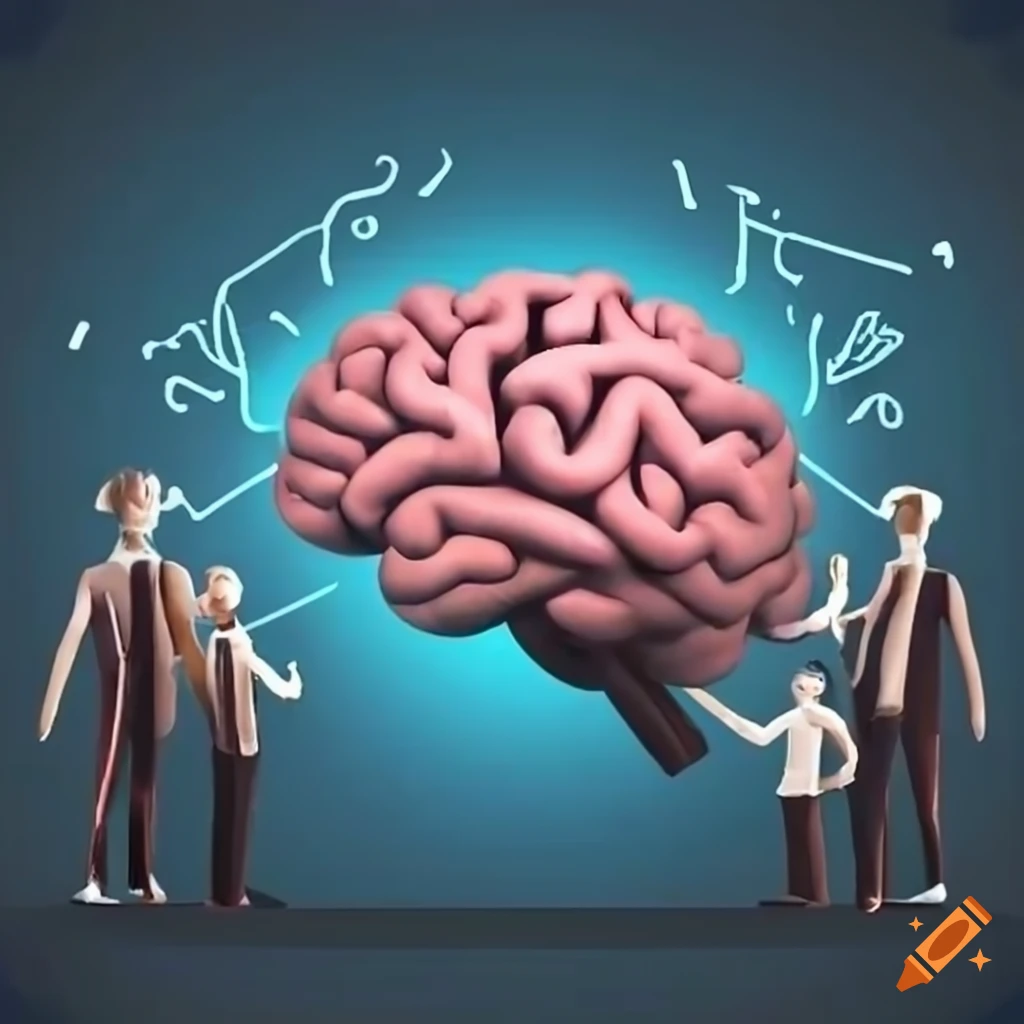 Group of people working in brain on Craiyon