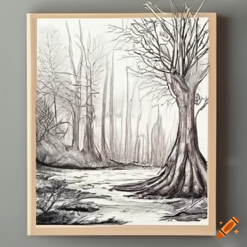 Nature drawing in pencil art on Craiyon