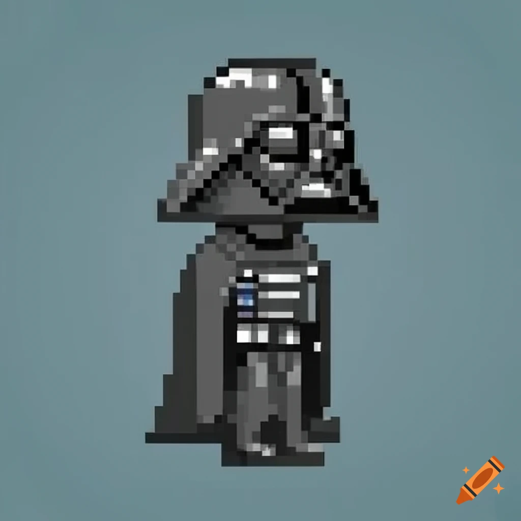 Pixel art of Darth Vader in side view full body on Craiyon