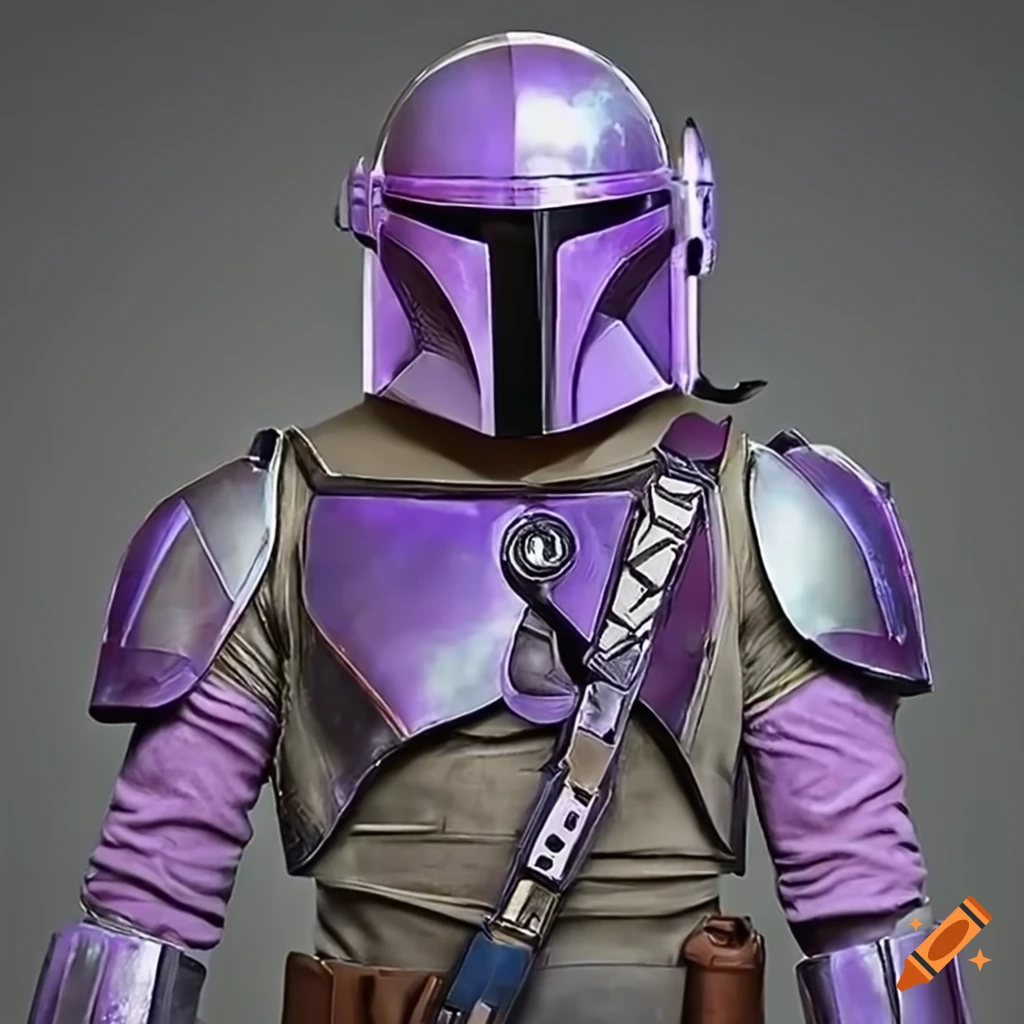 Detailed mandalorian helmet with solid purple color on Craiyon