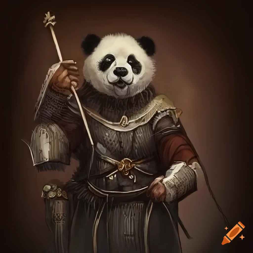 Highly detailed art of a panda male cleric in armor on Craiyon