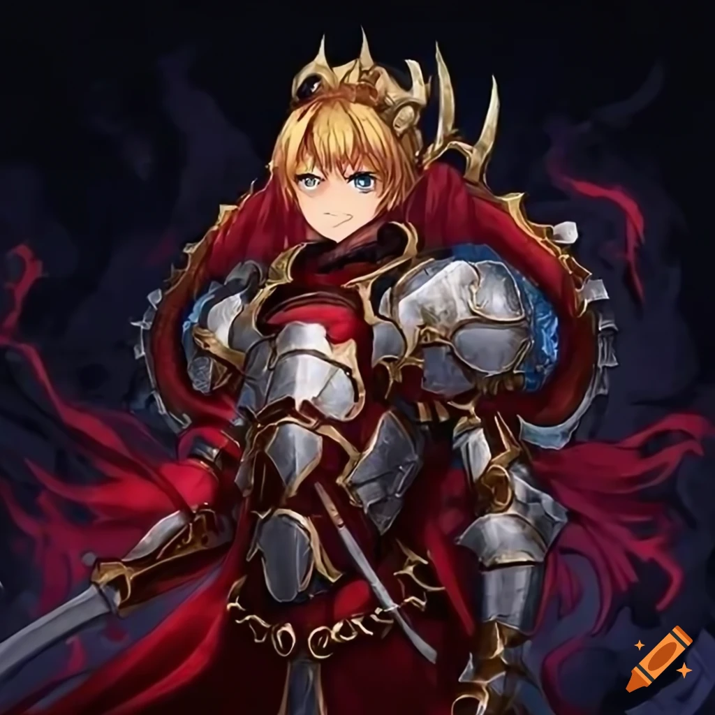 Anime sacred blood holy knight in cleric armor with hammer and shield ...