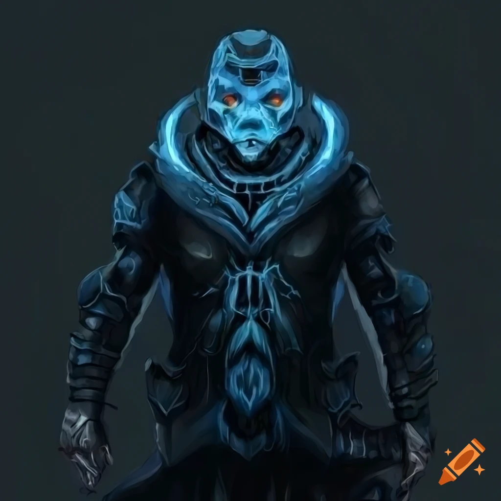 Sci-fi fantasy race with blue scaled skin and third eye, digital art on ...