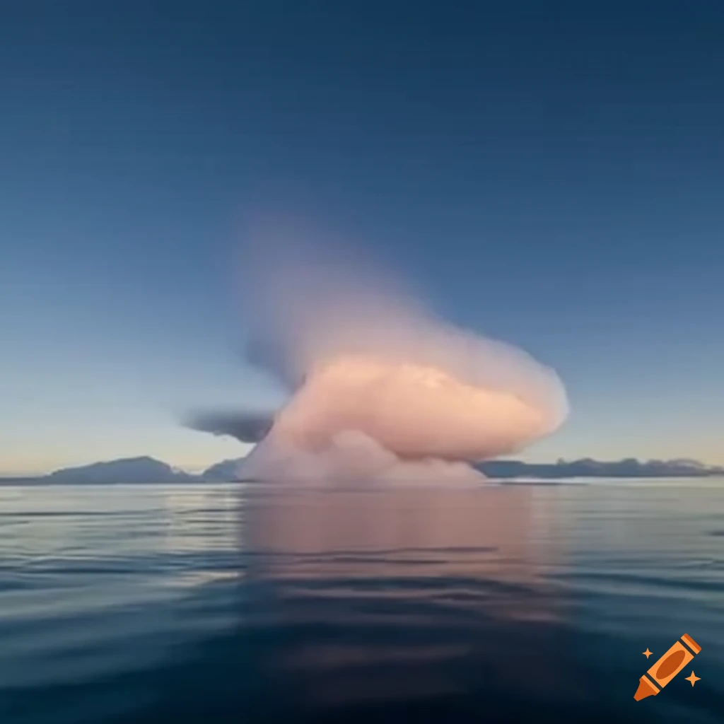 Humpback whale-shaped cloud in a boreal sky on Craiyon