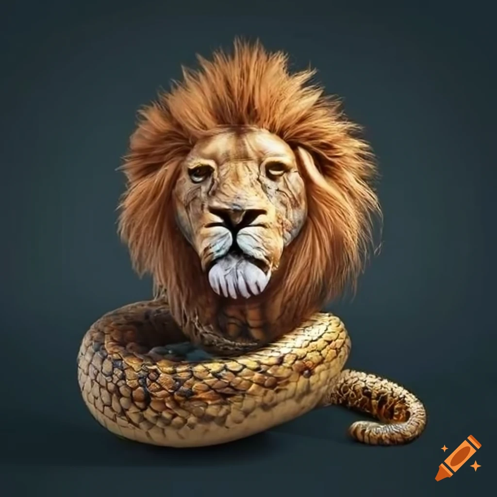 Coiled snake body with lion's head on Craiyon