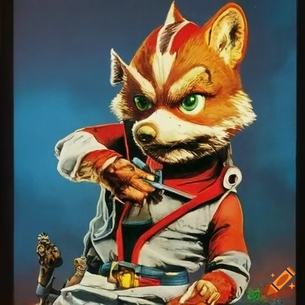 Vintage Star Fox poster by Norman Rockwell and James Gurney on Craiyon