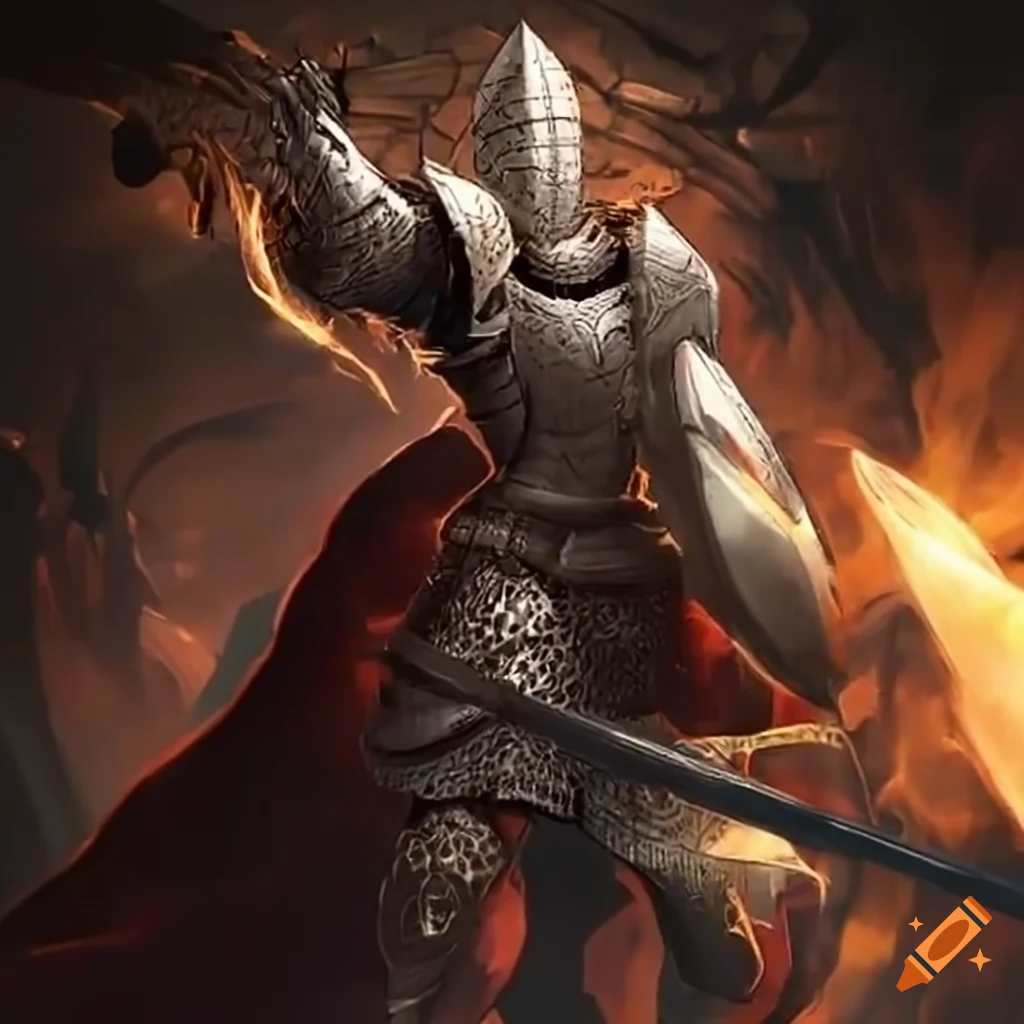 Knight hit by shock wave dropping sword on Craiyon