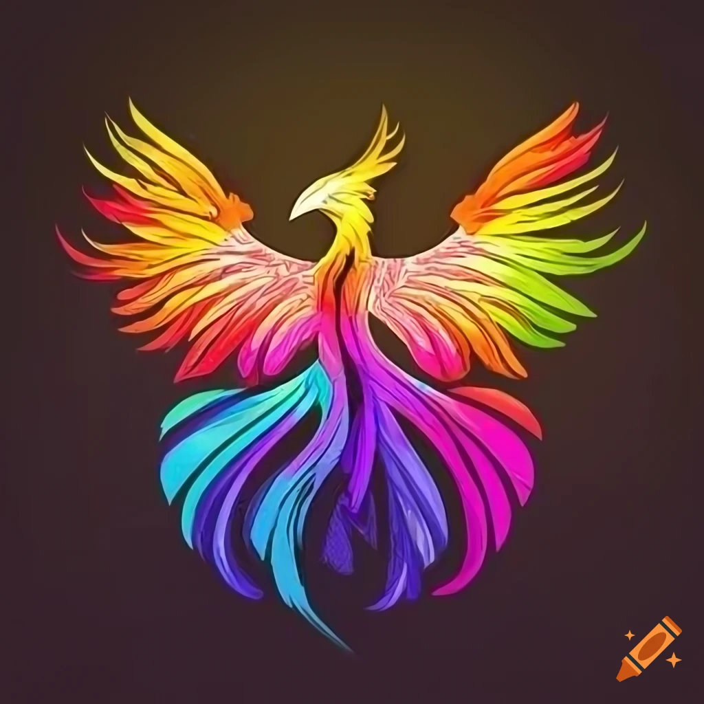 Rainbow phoenix logo on Craiyon