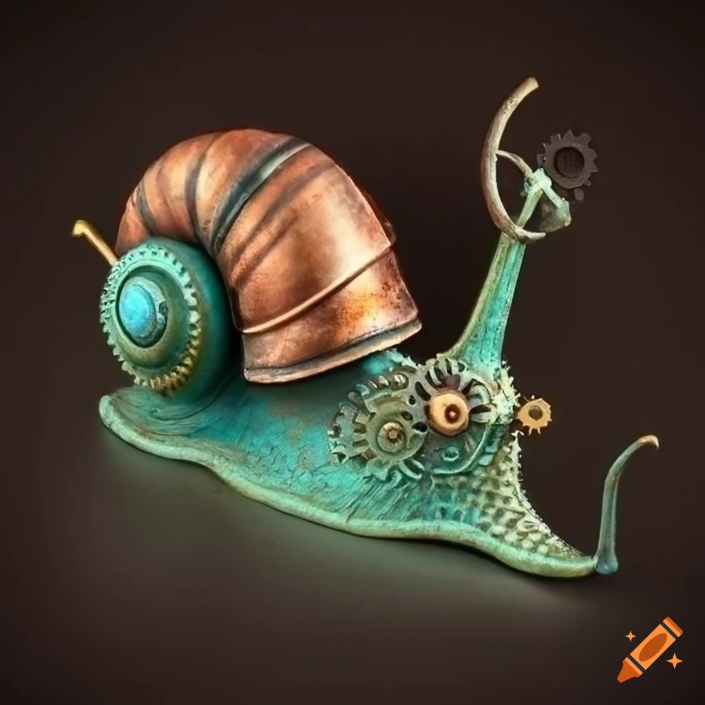 Steampunk snail with clockwork details in an industrial fantasy style ...