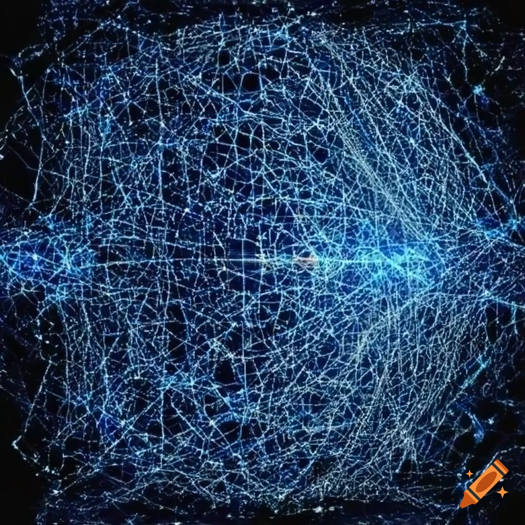 Detailed neural network with graphs and dots in computer graphics on ...