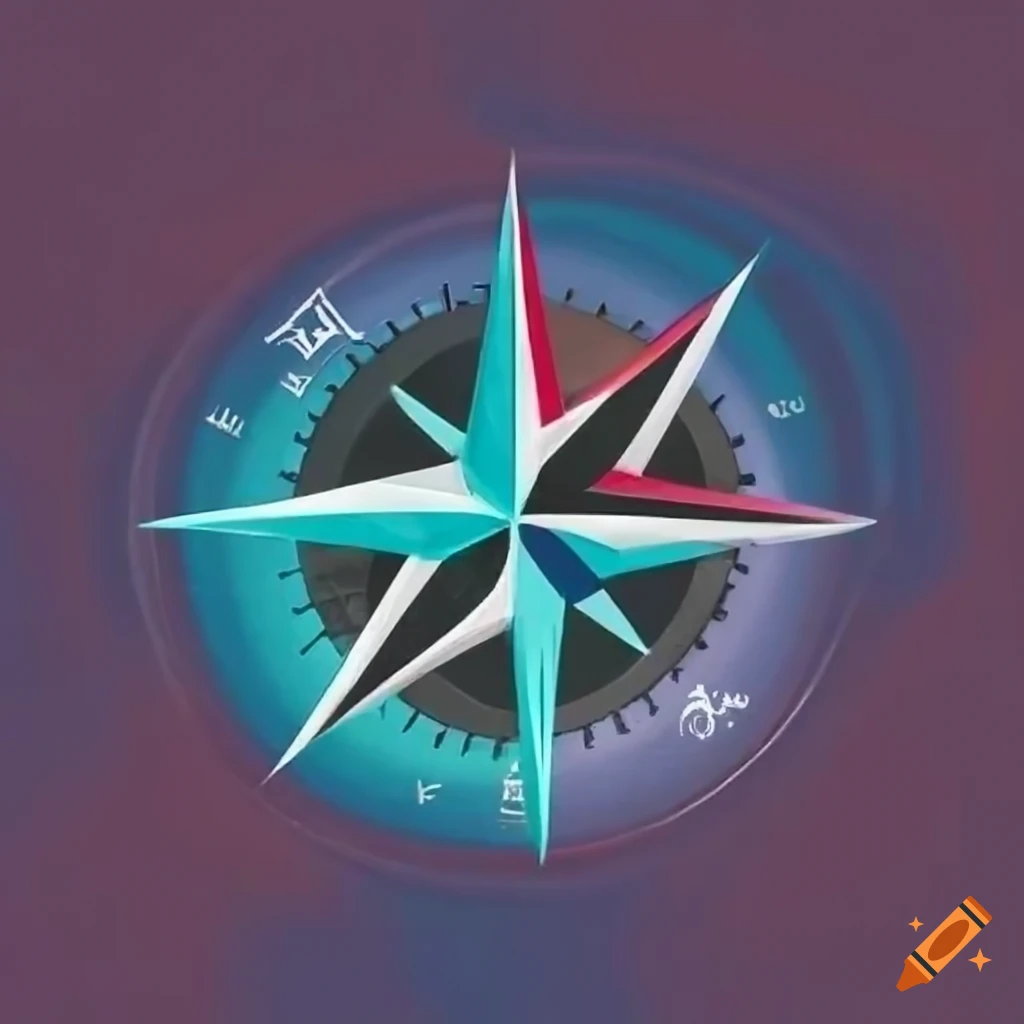 Logo with the Polaris star and compass design on Craiyon