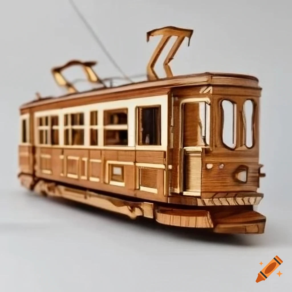 Wooden modern russian tram model on Craiyon
