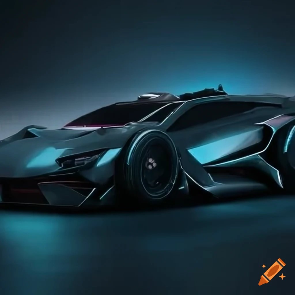 Armored cyberpunk supercar similar to a Cadillac on Craiyon