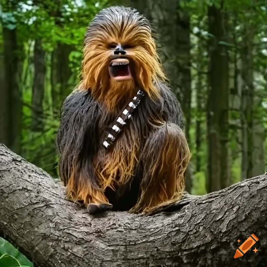 Chewbacca sitting in a tree on Craiyon