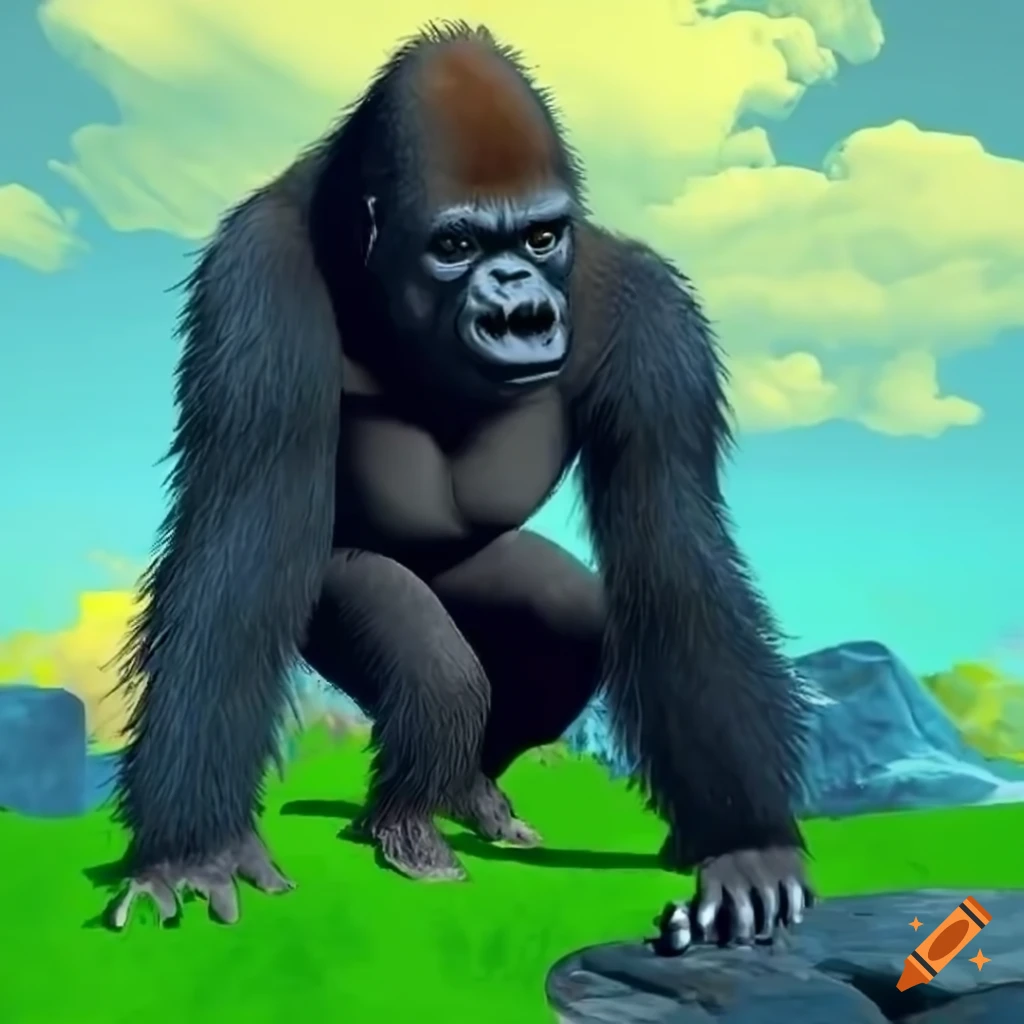 Gorilla playing tag on Craiyon
