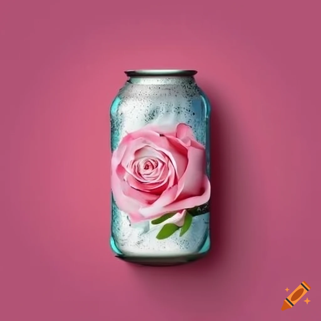 Soda can with rose pattern on Craiyon