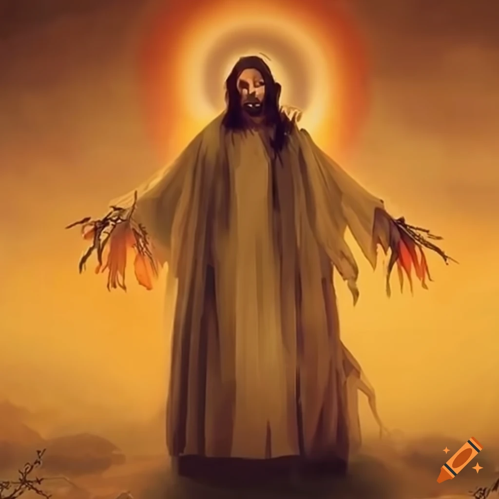 Religious figure depicted as a scarecrow on Craiyon