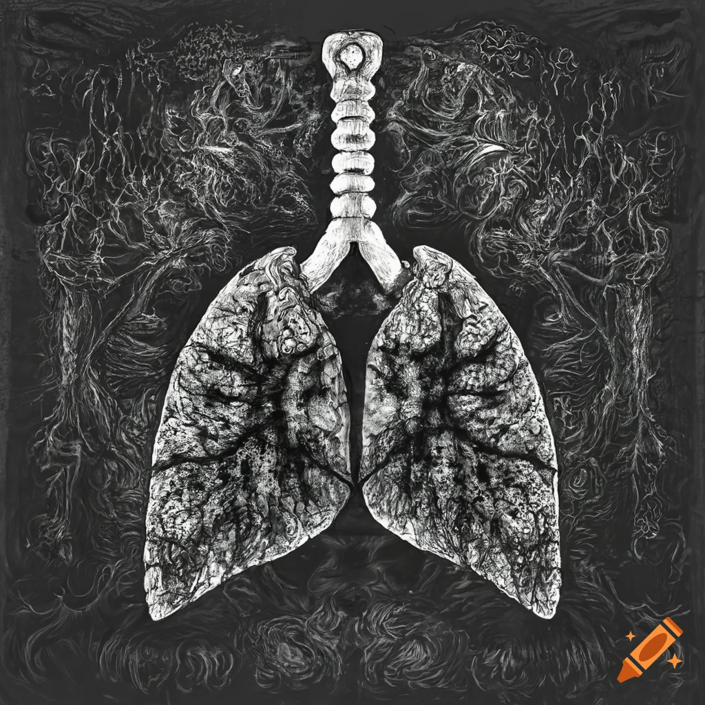 Lungs in the style of black metal art on Craiyon