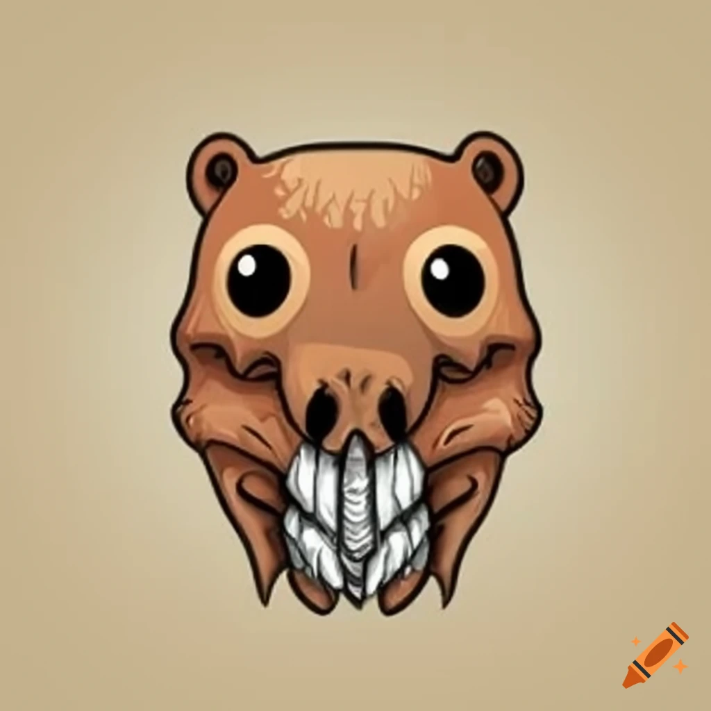 Cartoon beaver skull with chains and hooks on Craiyon