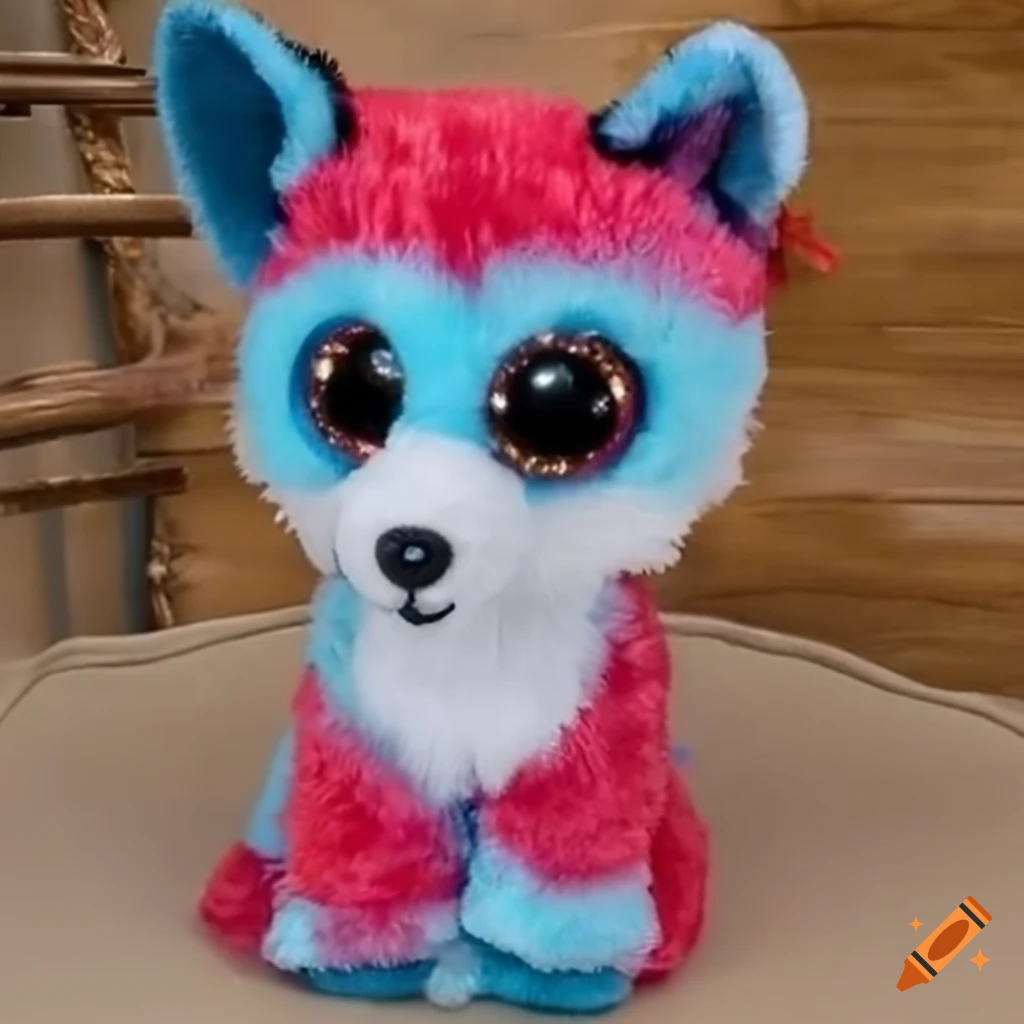 Blue striped beanie boo fox on Craiyon