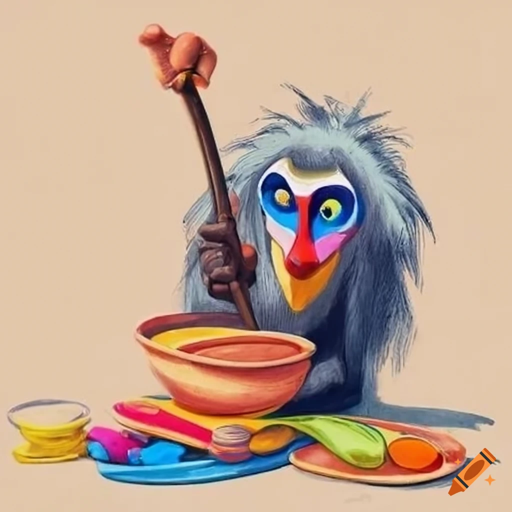 Rafiki cleaning dishes on Craiyon