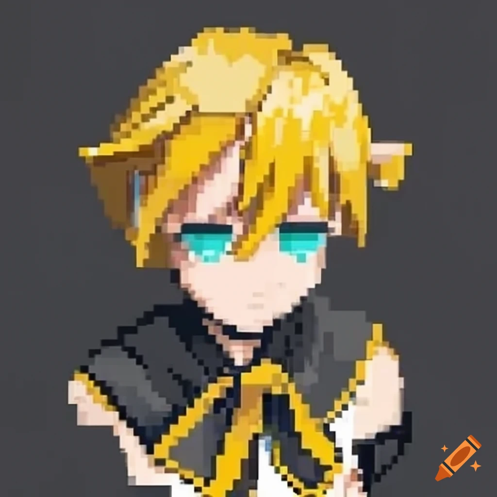 Pixelated version of len from vocaloid on Craiyon