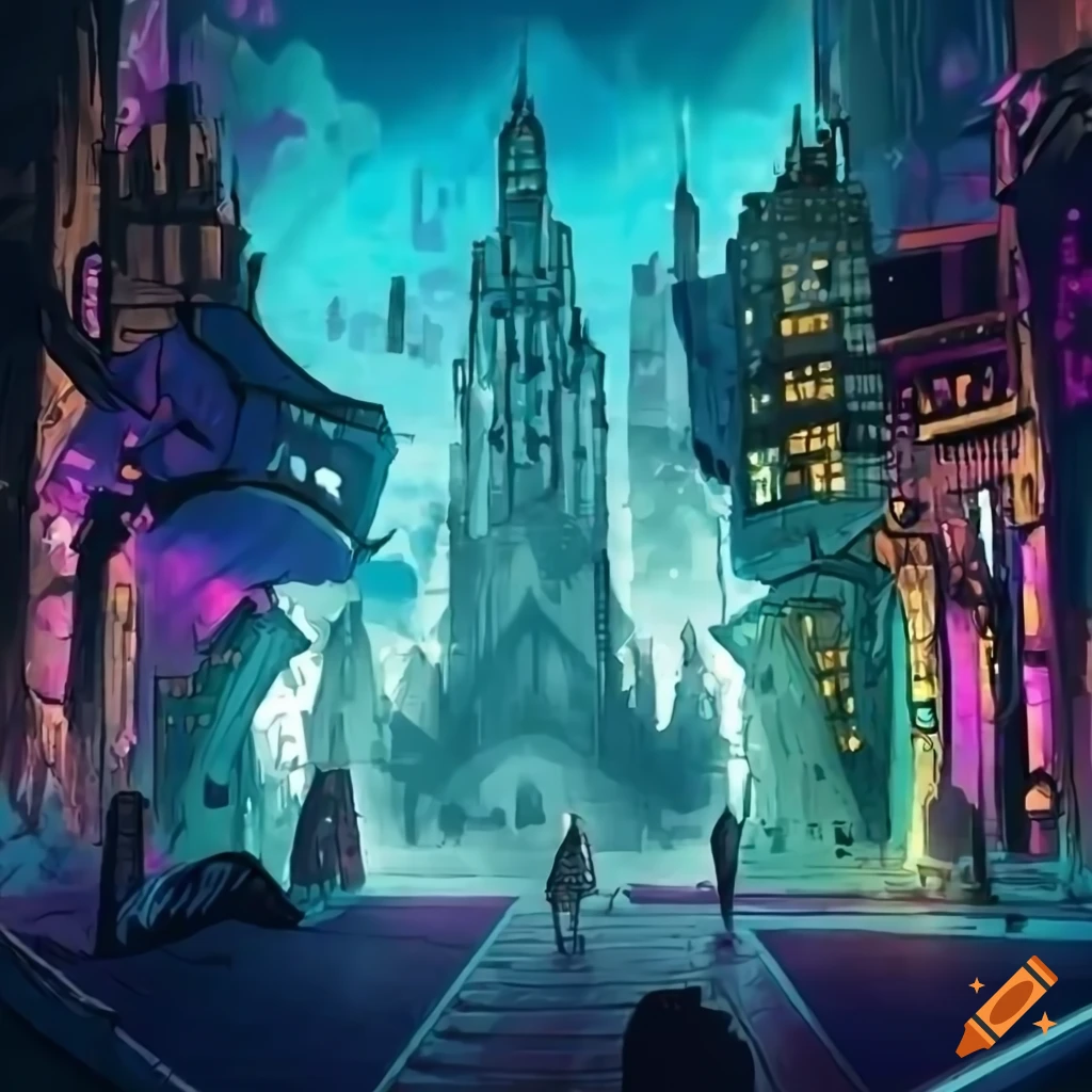 High magic fantasy cityscape on Craiyon