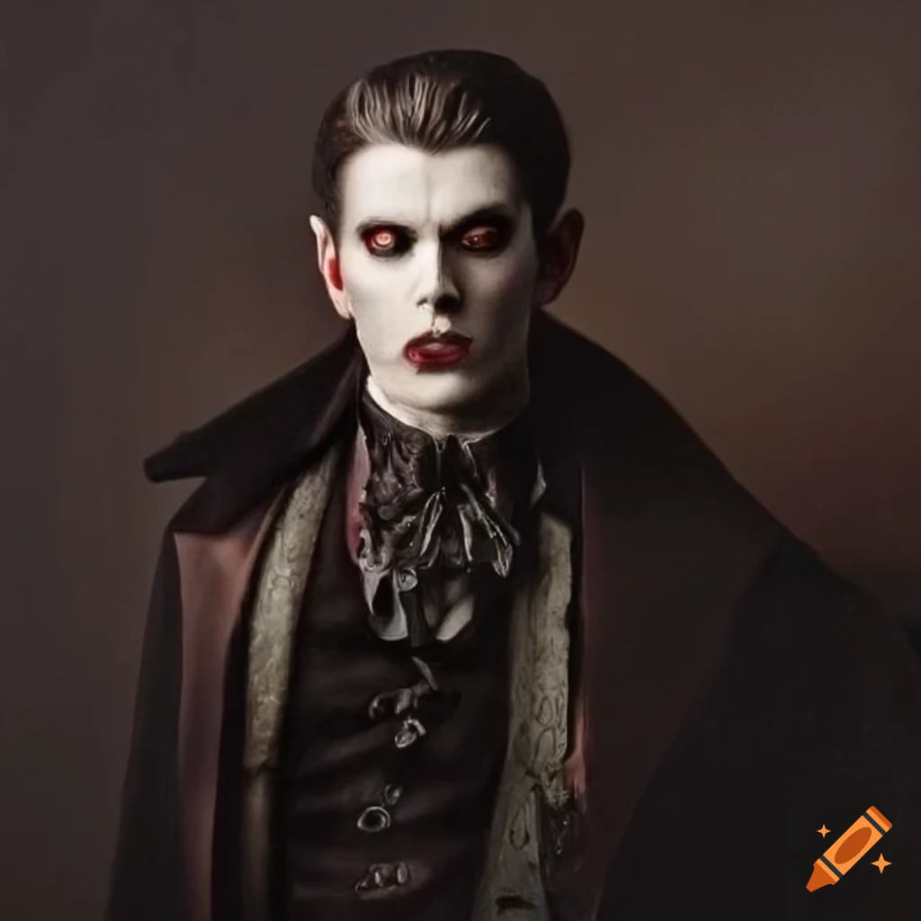 Portrait of a romantic vampire man from 1862 on Craiyon