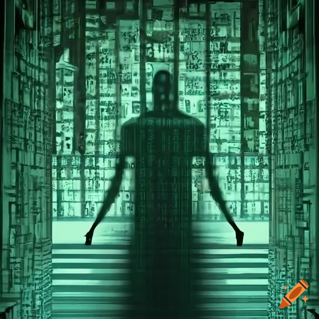 Shadow Man trapped in the matrix surrounded by money codes in T pose on ...