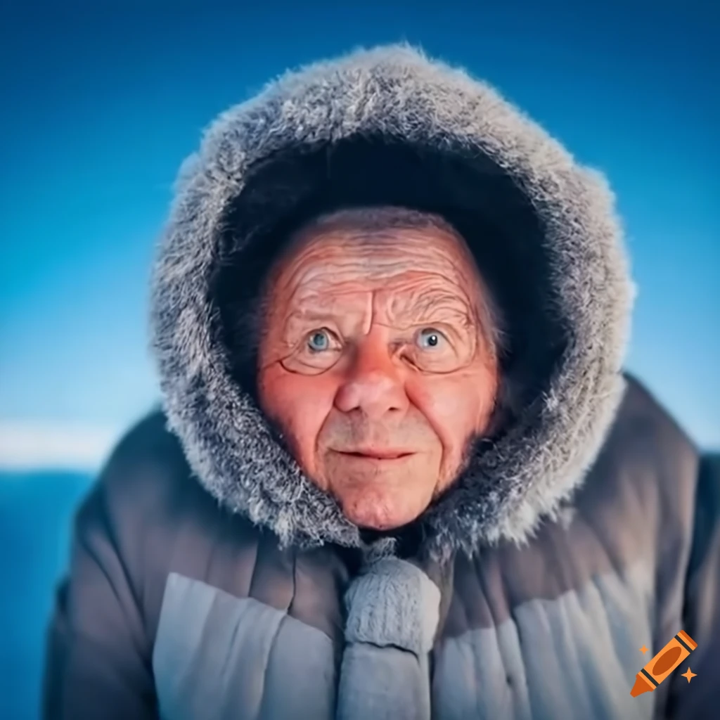 Middle-aged man in winter clothing with a chilly expression in ...