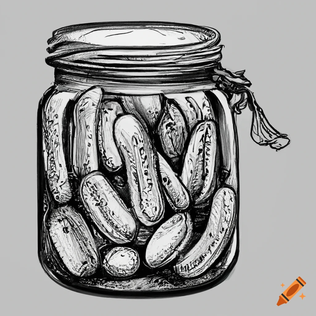Jar of pickles ink drawing on Craiyon