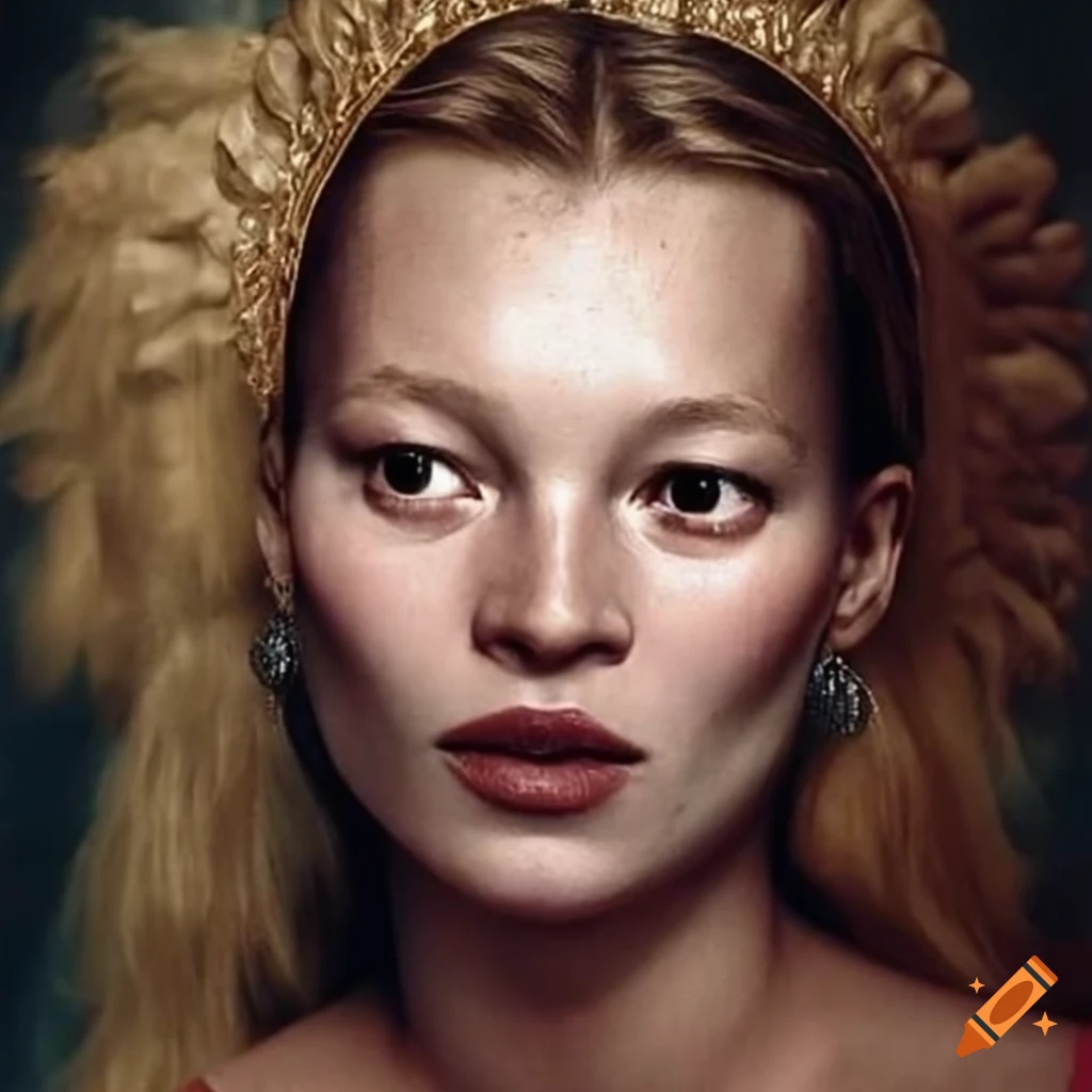 Young kate moss portrayed as a renaissance queen on Craiyon