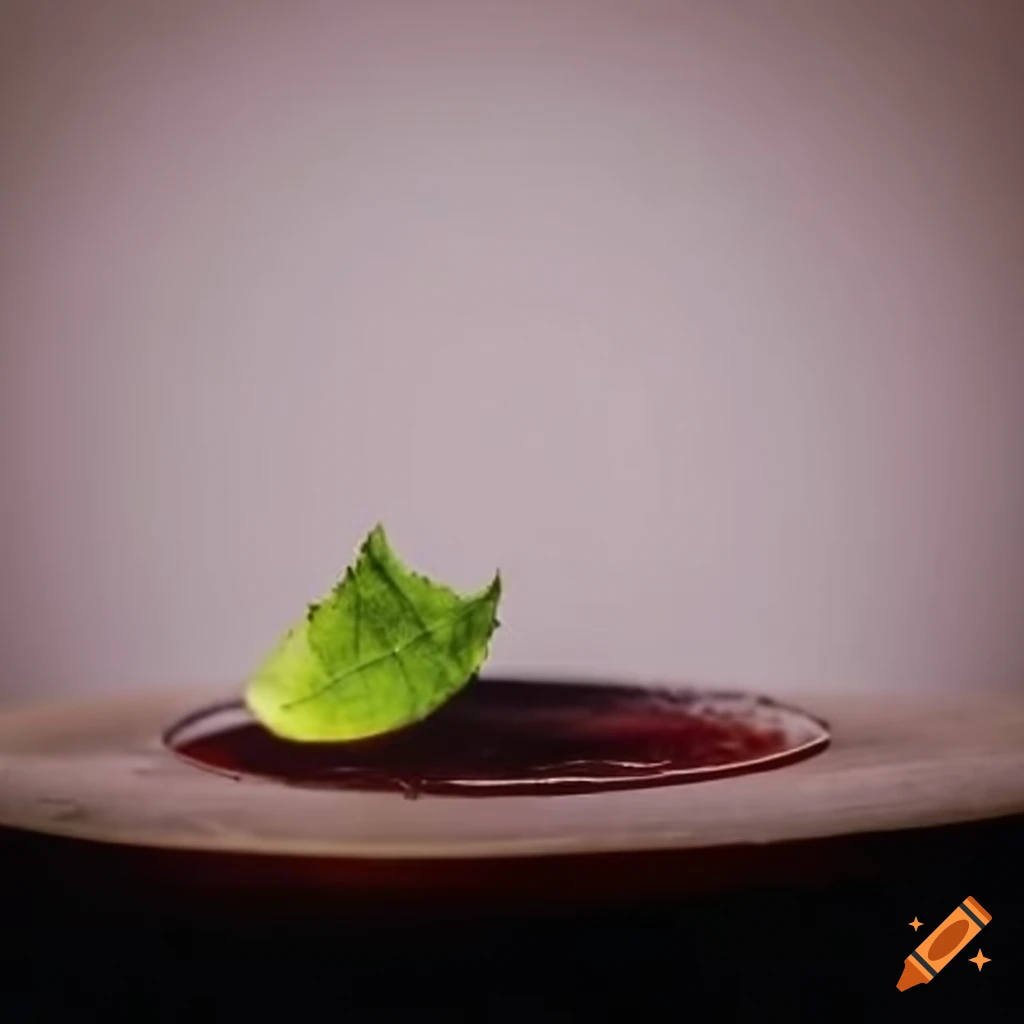Leaf in agar on a table in a room on Craiyon