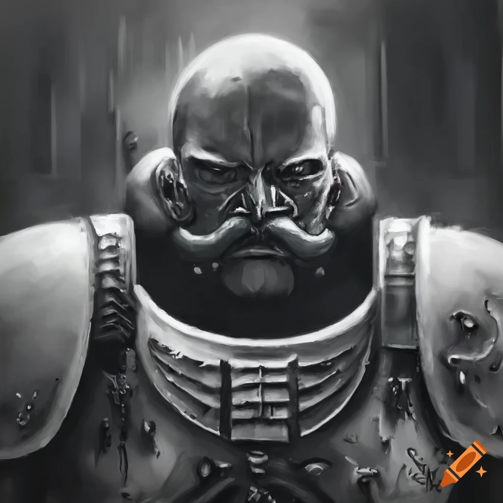 Space marine with moustache from warhammer 40000 on Craiyon