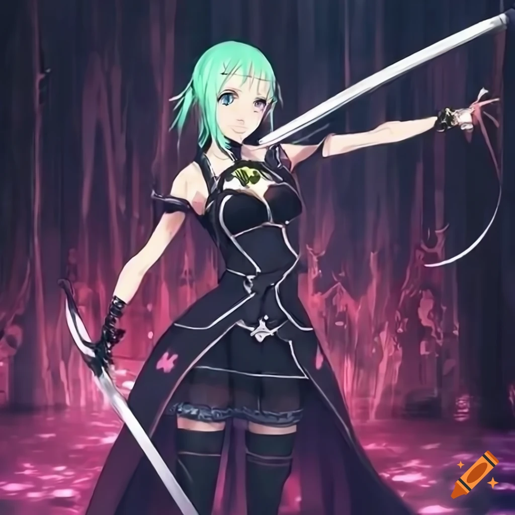 Trinity from Matrix with katana in Sword Art Online anime on Craiyon
