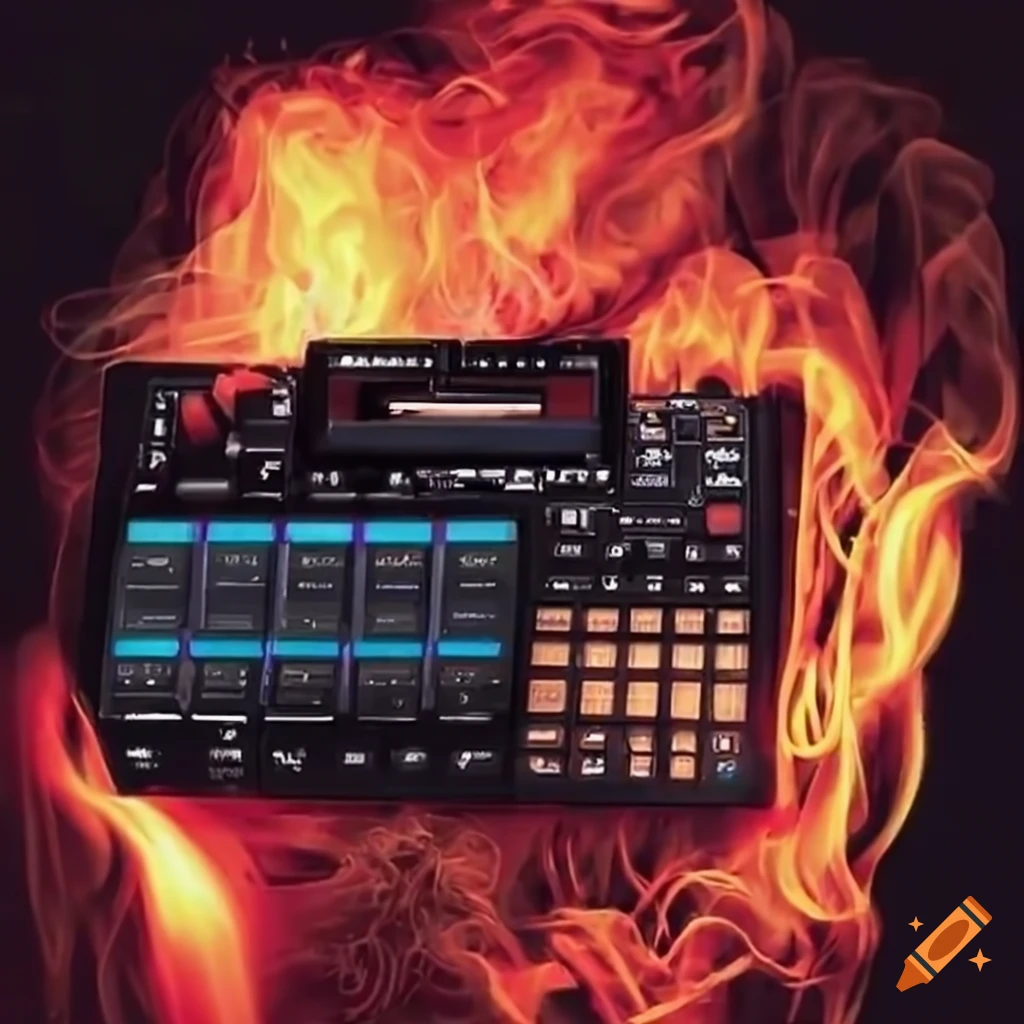 Mpc drum machine with smoke effects on Craiyon