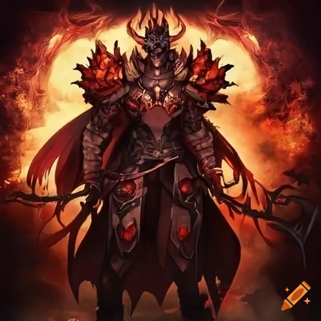 Powerful demon leader in imperial battle attire with vampire anime ...