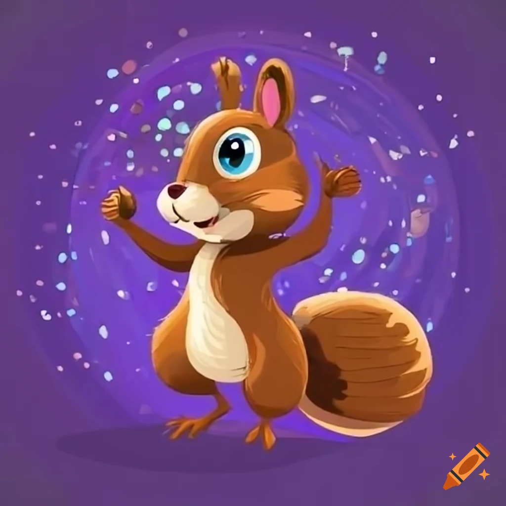 Adorable cartoon squirrel dancing in a disco on Craiyon