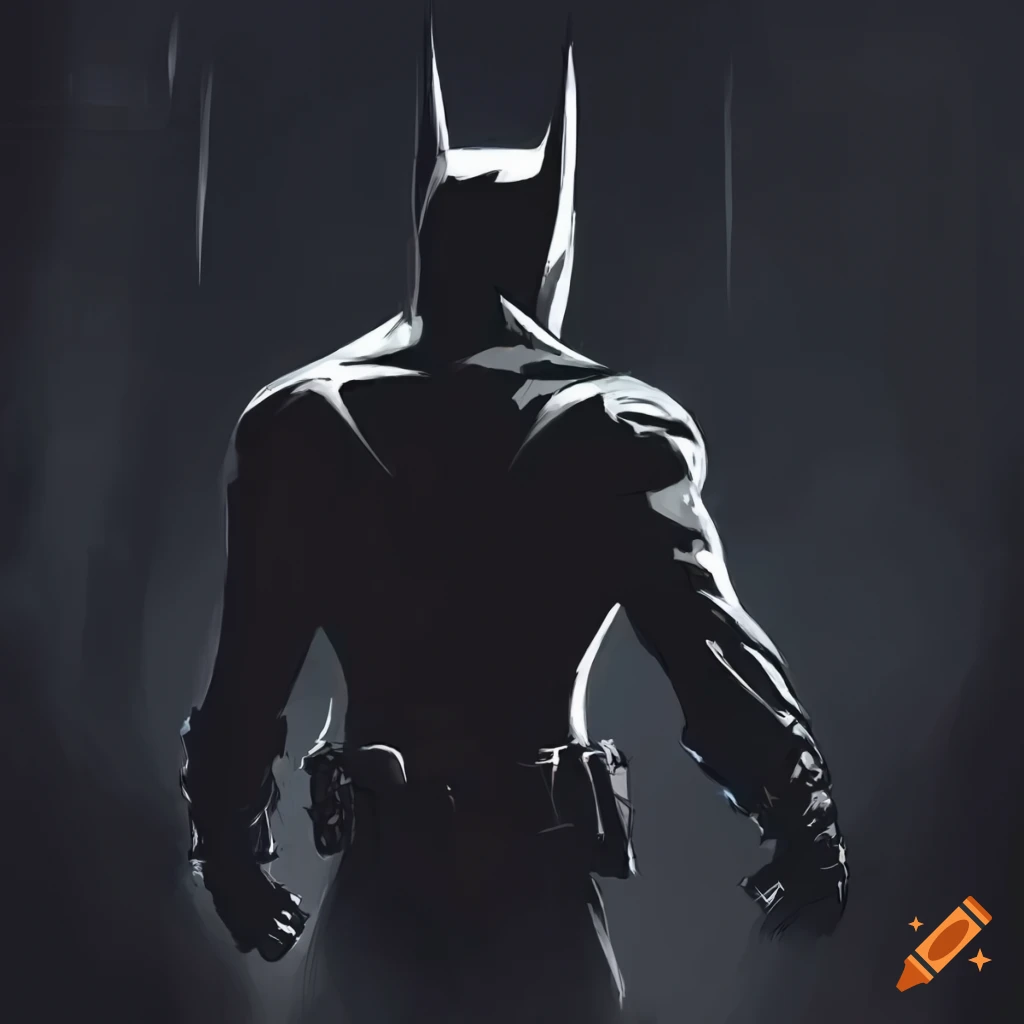 Batman seen from behind in the dark night on Craiyon