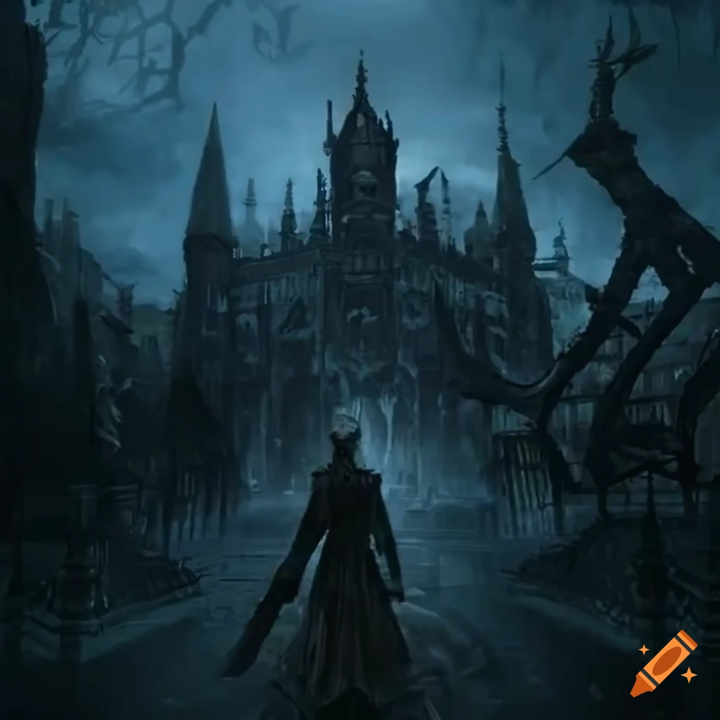 Gothic cityscape with bloodborne vibes on Craiyon