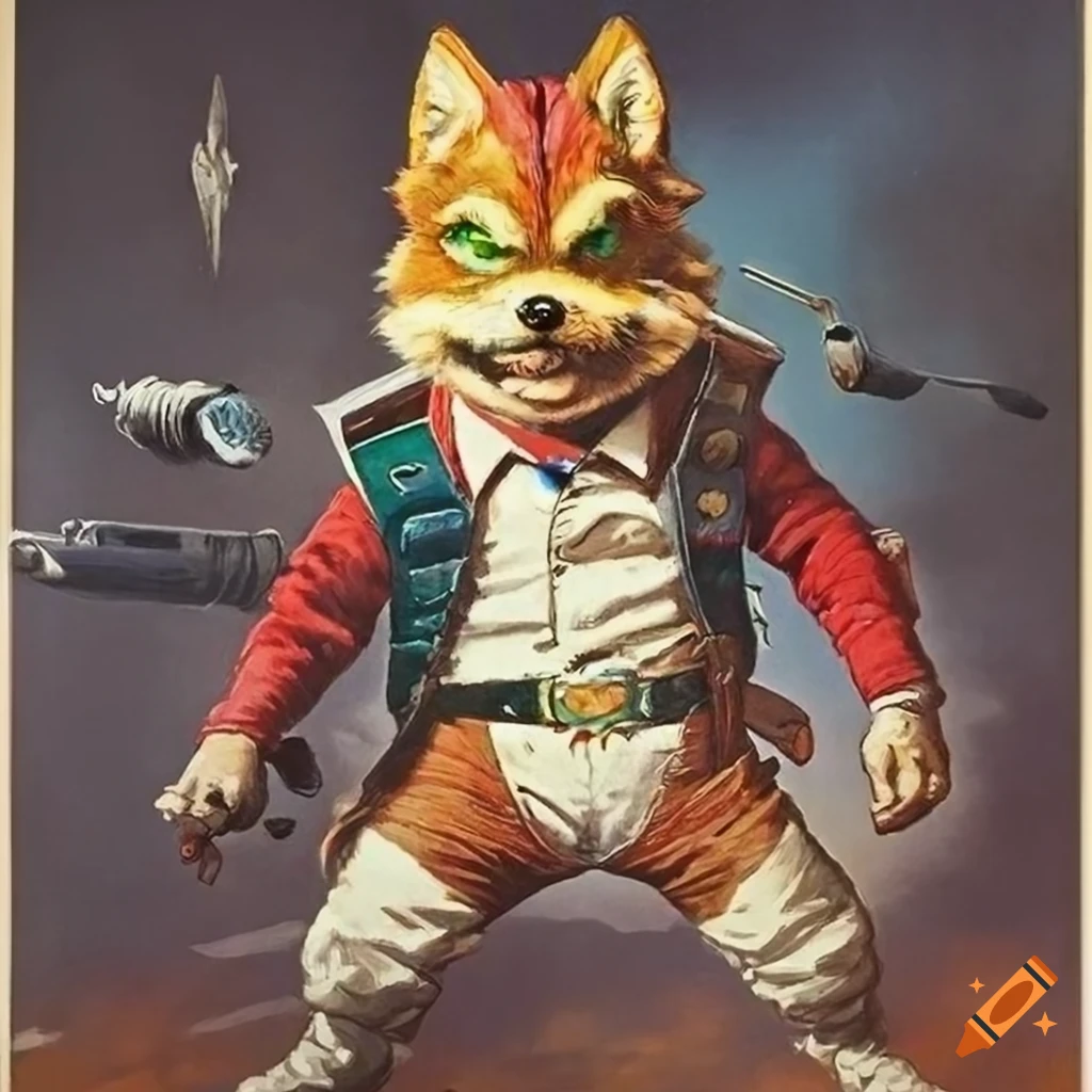 Vintage star fox poster by james gurney in the style of norman rockwell ...