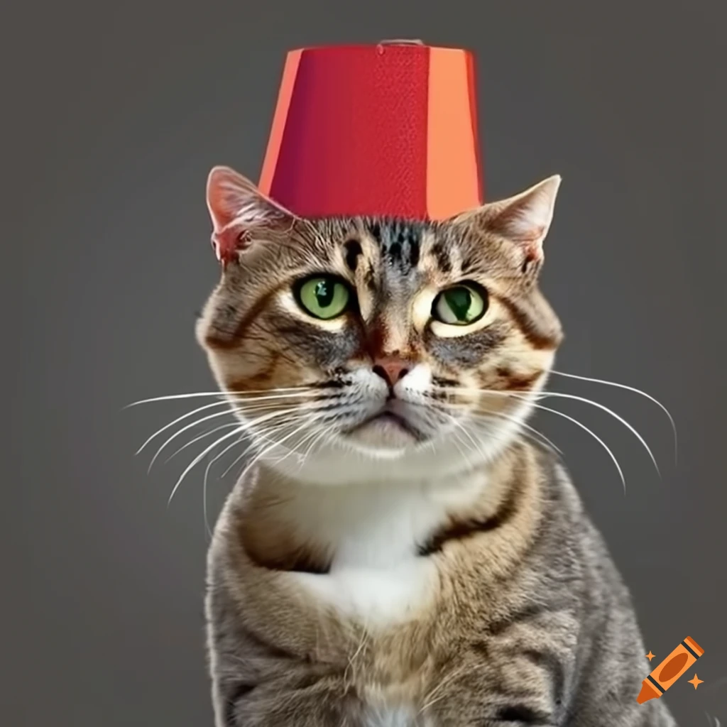 Cat wearing a fez hat on Craiyon