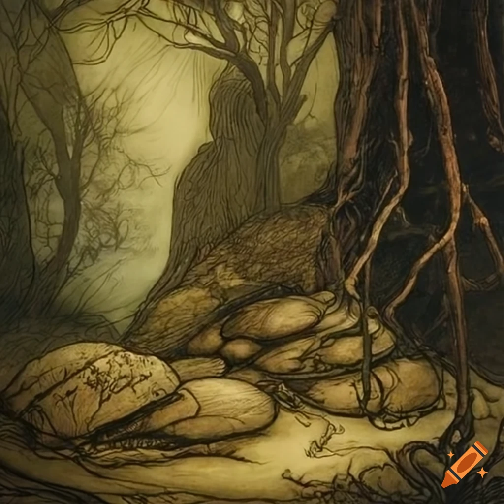 Mystical plants, totems, and runes in ethereal landscapes inspired by ...