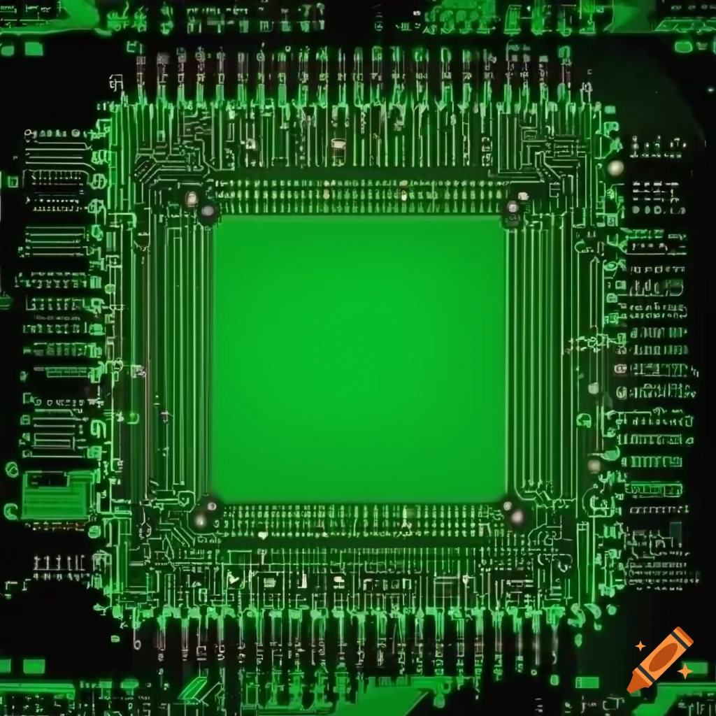 White poster background with green accents and a processor on Craiyon