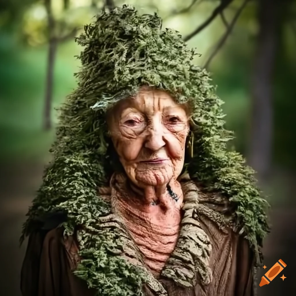 Old lady in tree costume on Craiyon