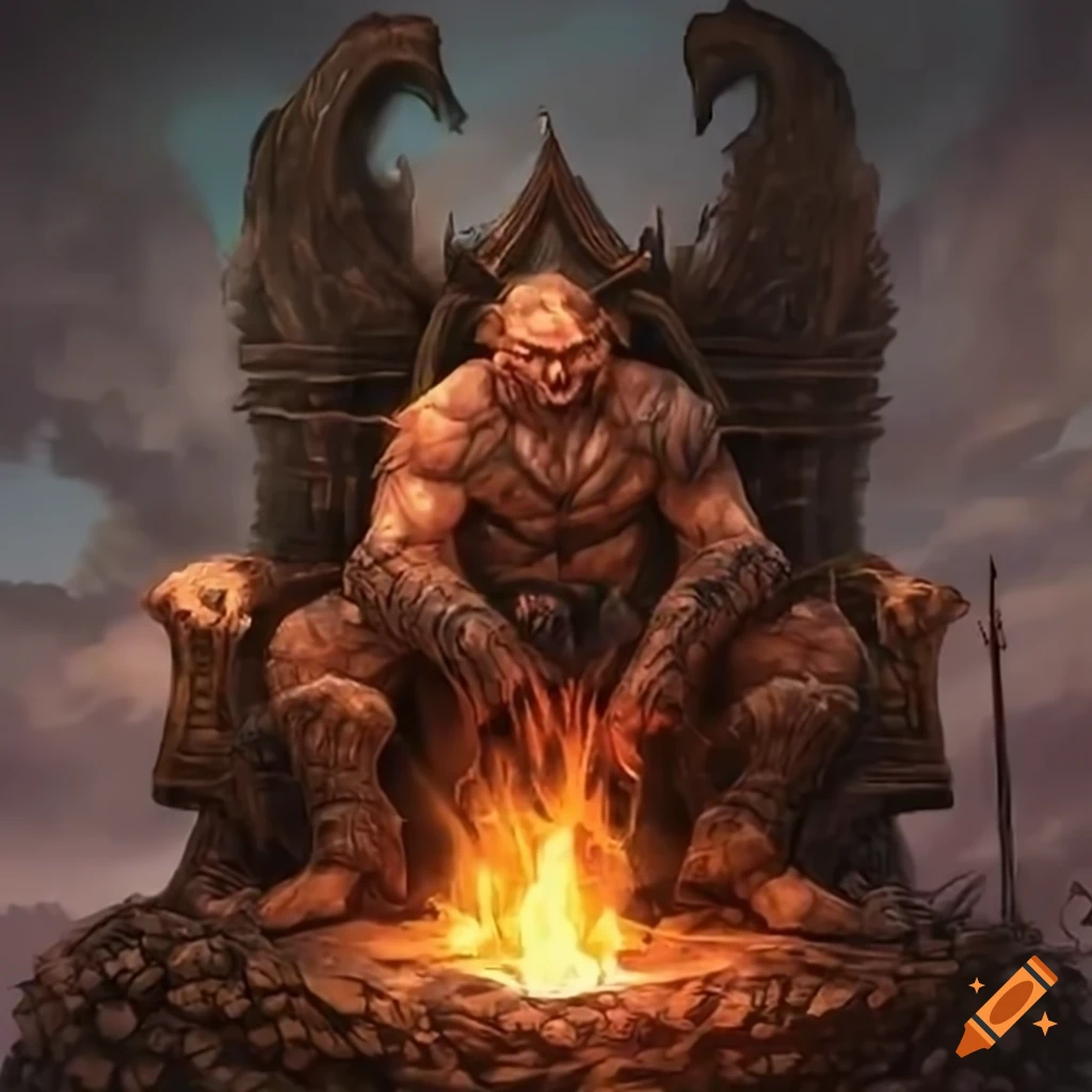 Barbarian werewolves worshipping a powerful dragonborn on a stone ...